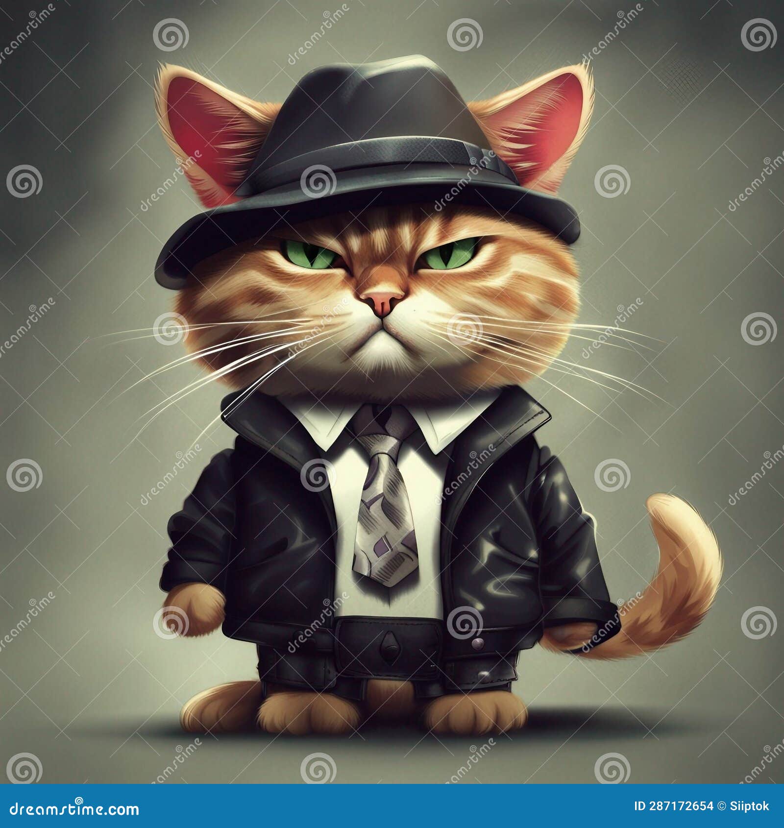 Mafia Boss Cat Character Design Illustration Background Stock ...