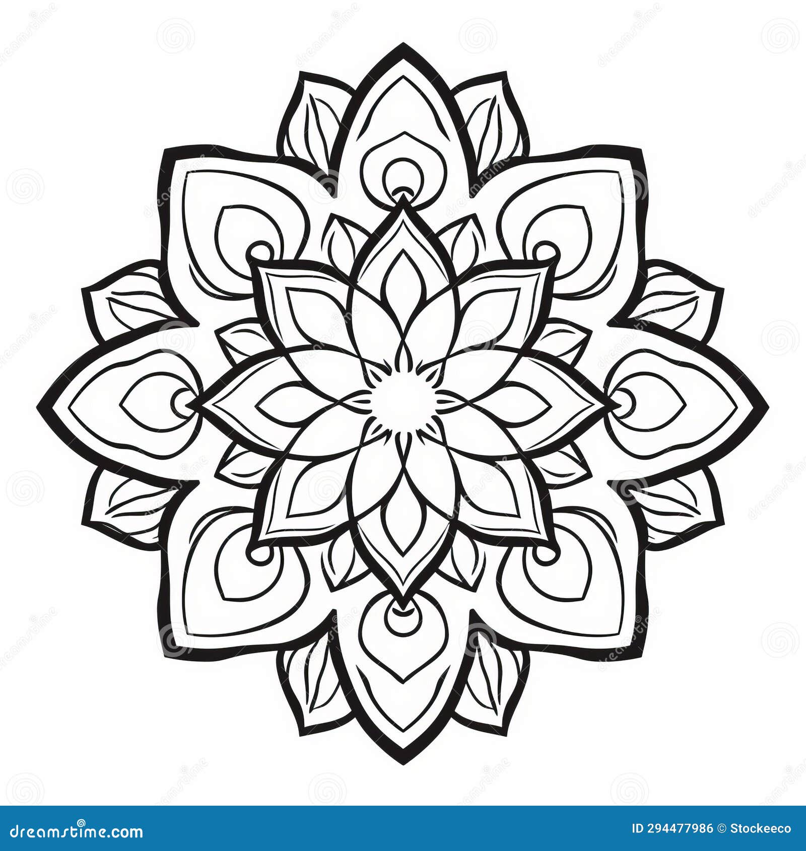 Unique Mandala Coloring Page with Clean and Sharp Inking Stock ...