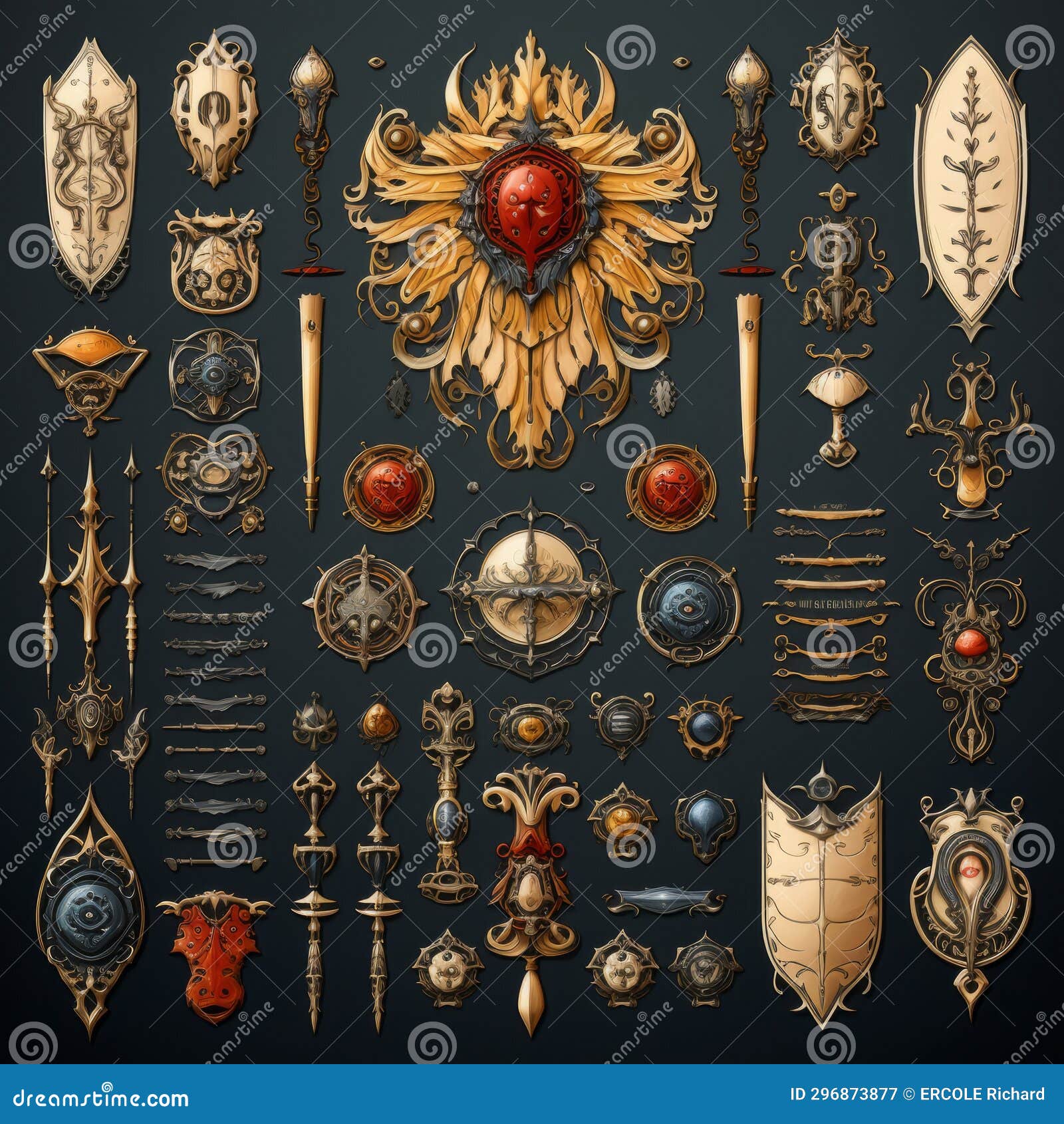 Unique Medieval Design Elements for Your Projects Stock Image - Image ...