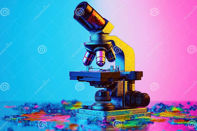 Unique Microscope with Vibrant Background Highlighting Scientific ...