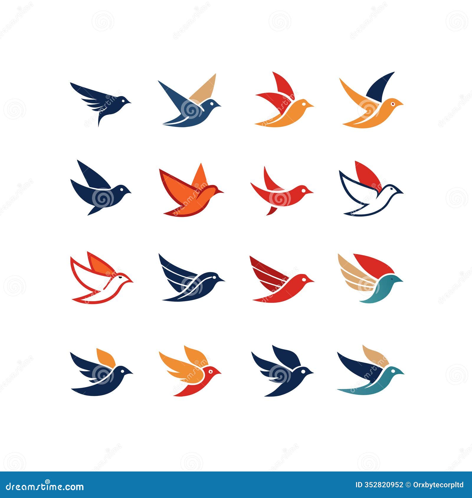 Distinct Minimalist Icons Showcasing Unique Bird Flights Stock ...