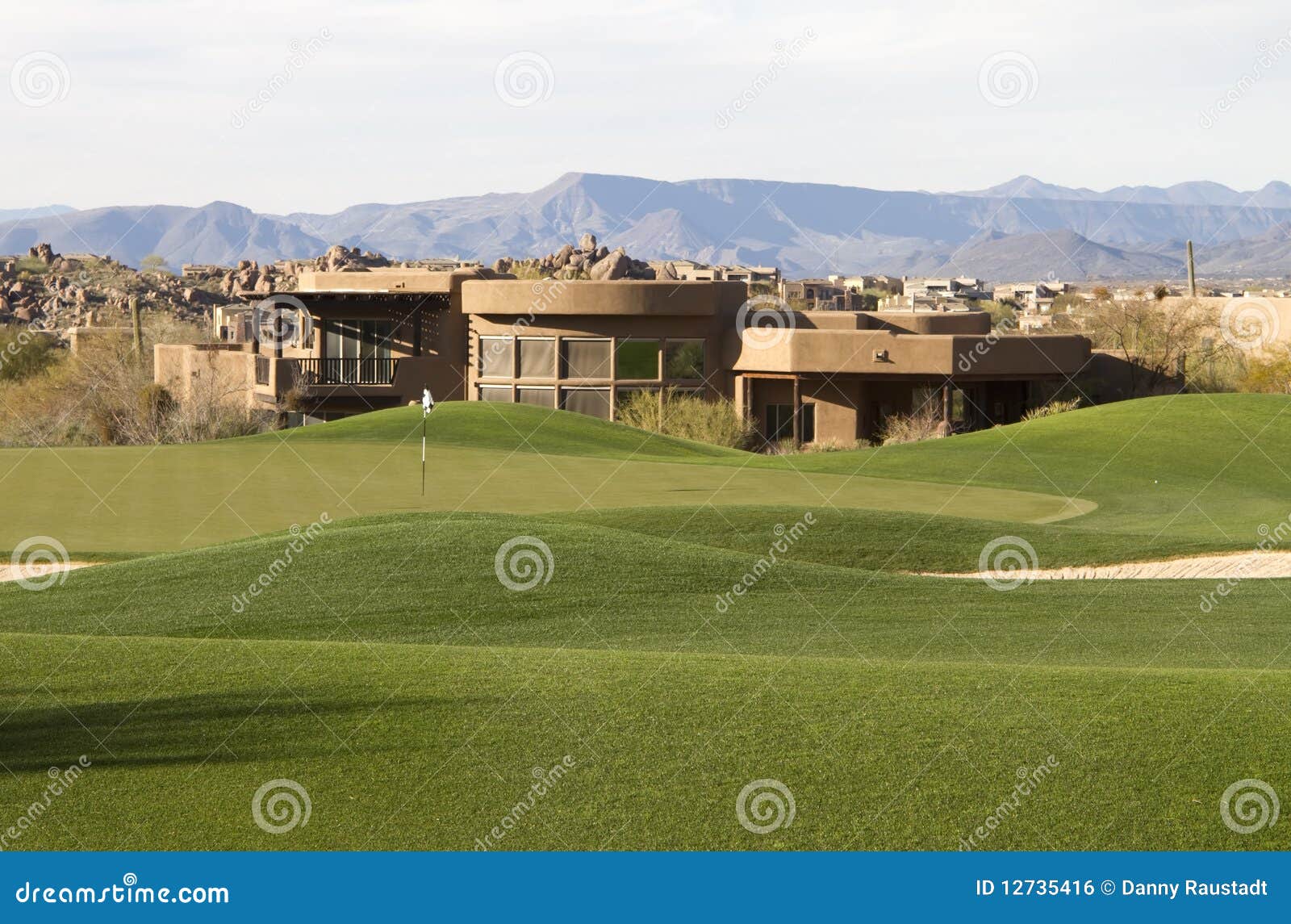 Unique Modern Home at Exclusive Desert Golf Course Stock Photo - Image ...