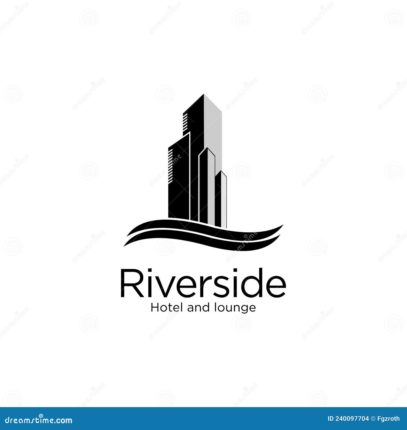 Unique and Modern Hotel Logo Design with River Illustration Stock ...