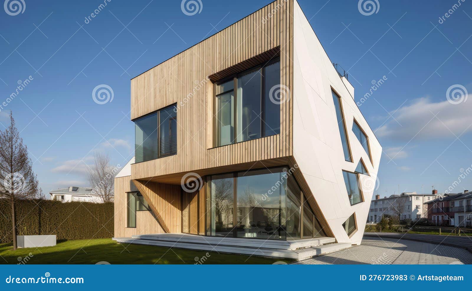 A Unique Modern Houese Design Featuring an Asymmetrical Facade. AI ...