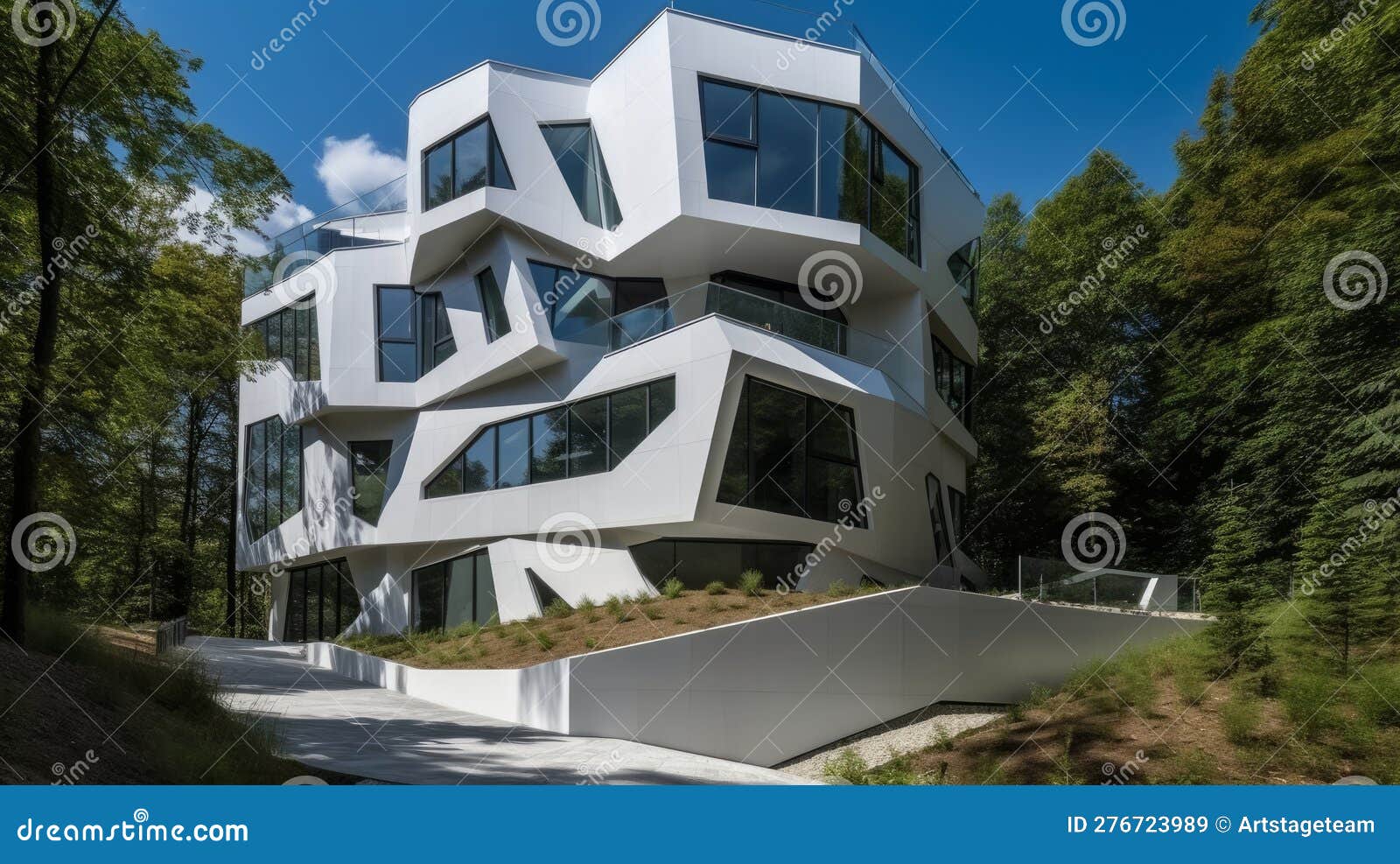 A Unique Modern Houese Design Featuring an Asymmetrical Facade. AI ...