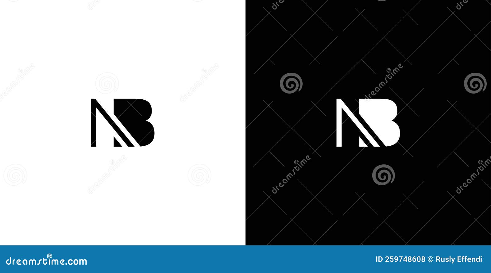 Unique and Modern Letter NB Initials Logo Design Stock Vector ...