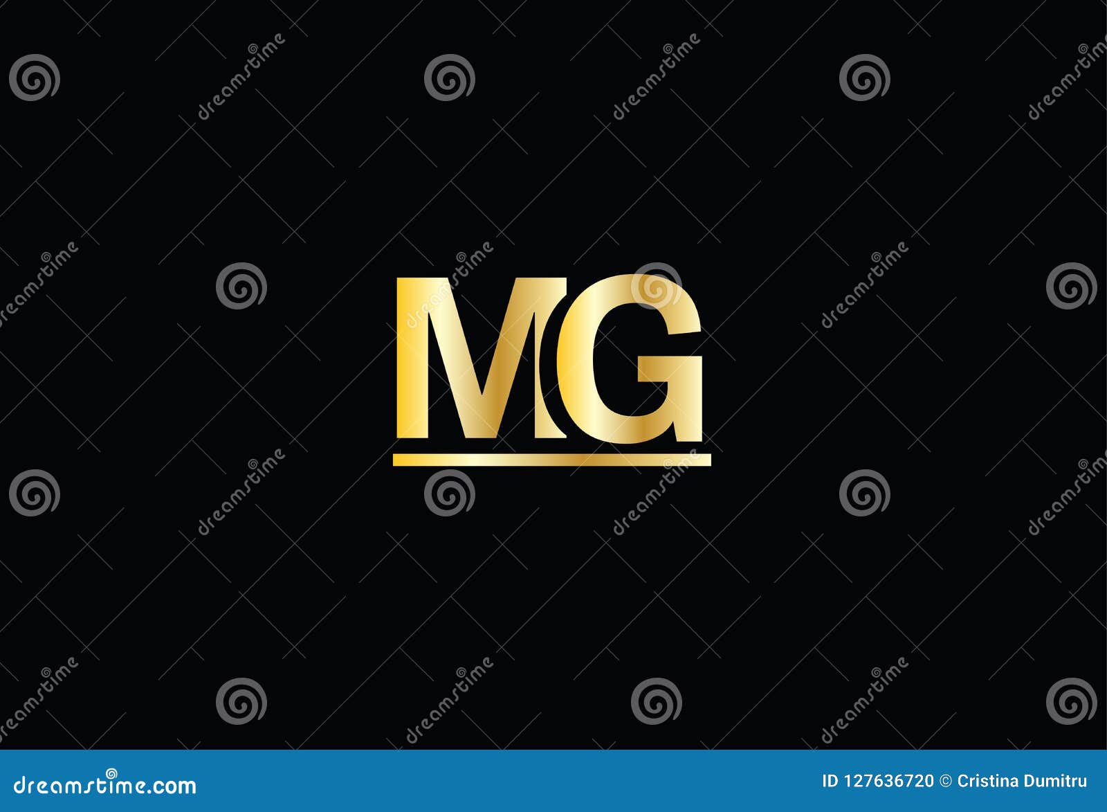 Unique Modern MG Initial Black and Gold Color Letter Stock Vector ...