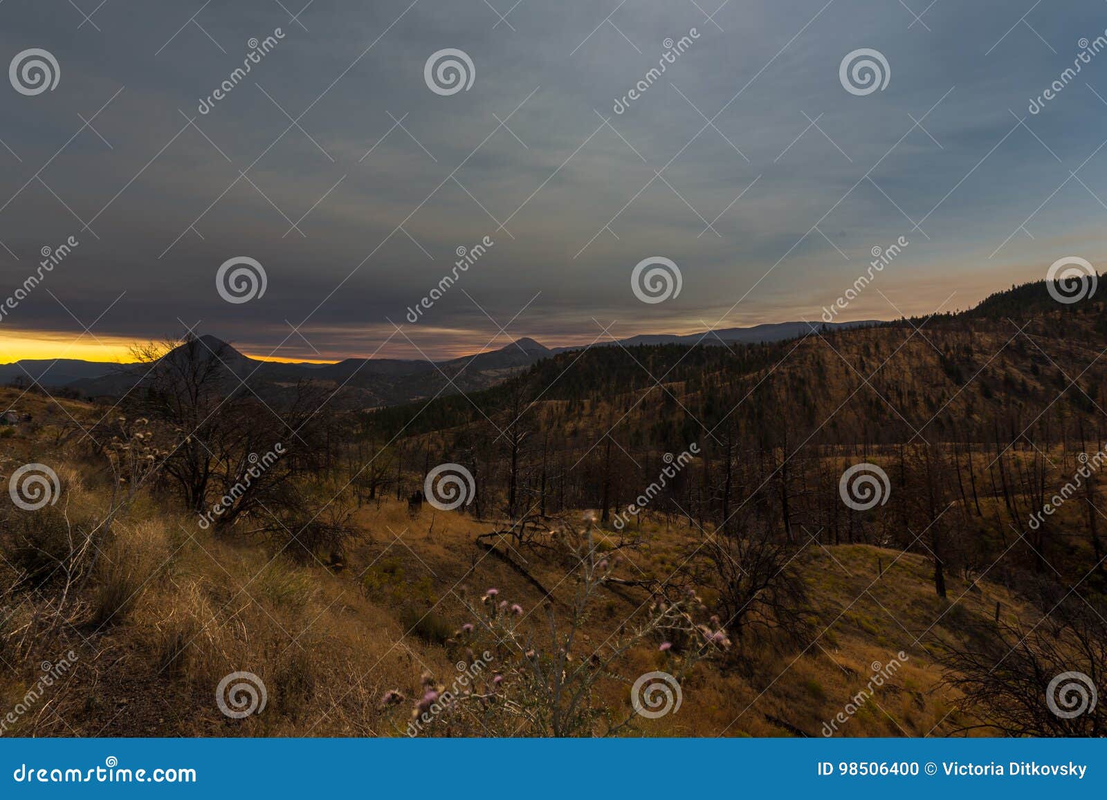 Unique Moment. Mountain Landscape Under Full Solar Eclipse Stock Photo ...