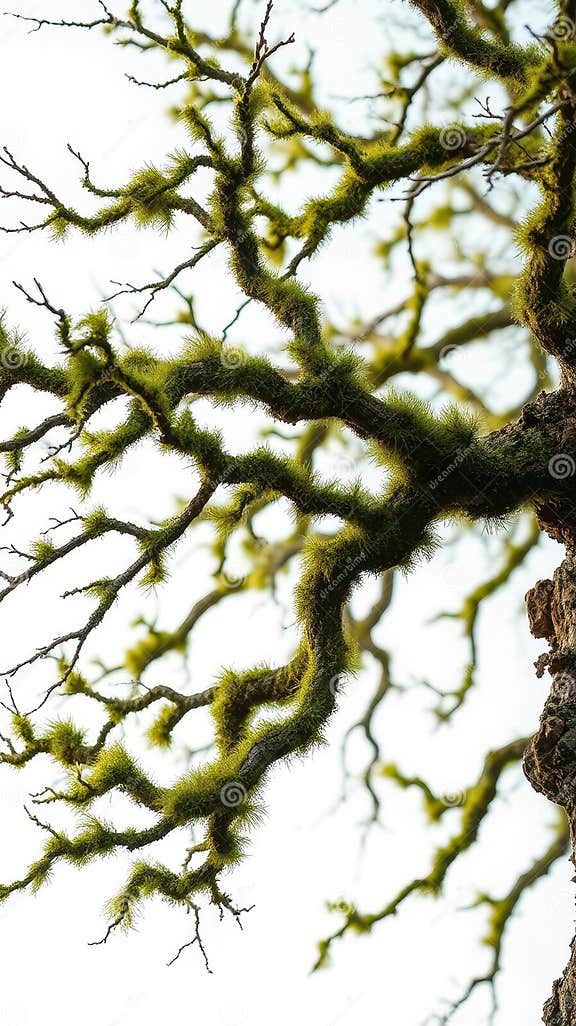 Unique Moss-covered Tree Branches Create a Striking Pattern Against a ...