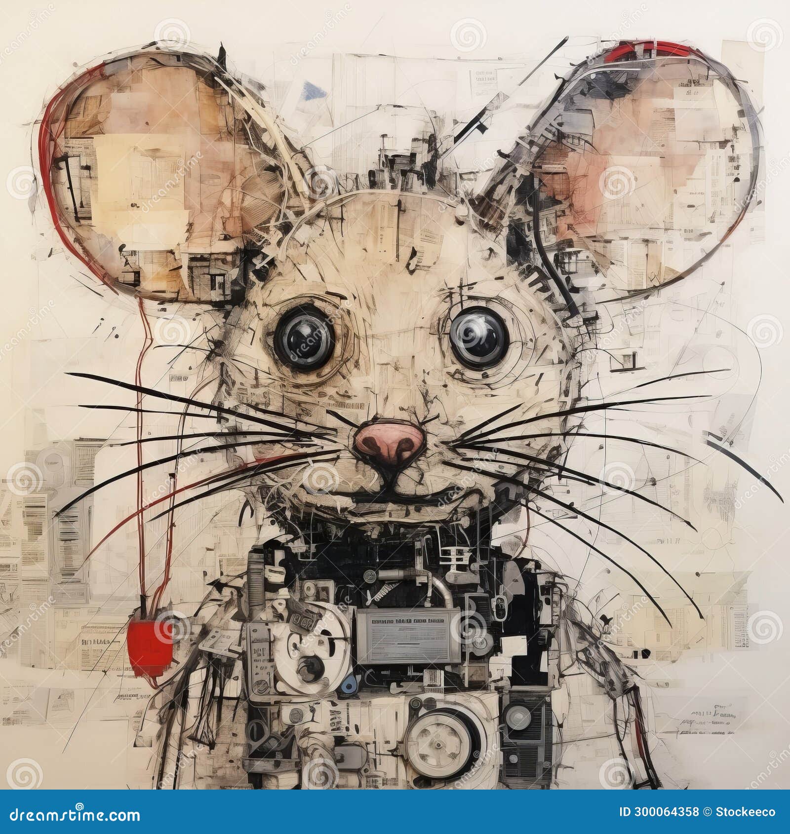 Social Media Portraiture: a Dark, White, and Red Robot Mouse Painting ...