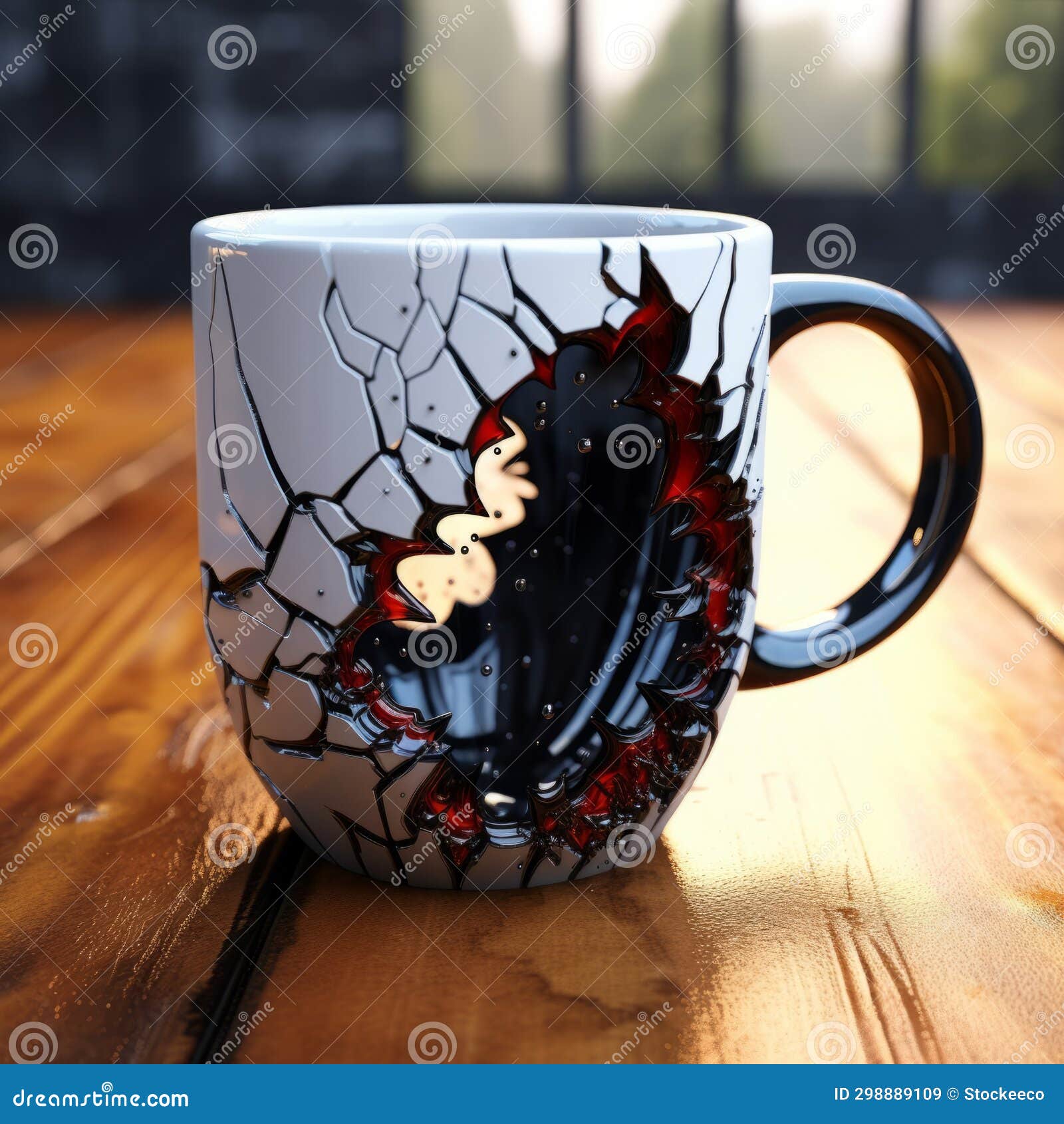 Unique Mug with Broken Pieces and Hyper-detailed Renderings Stock ...