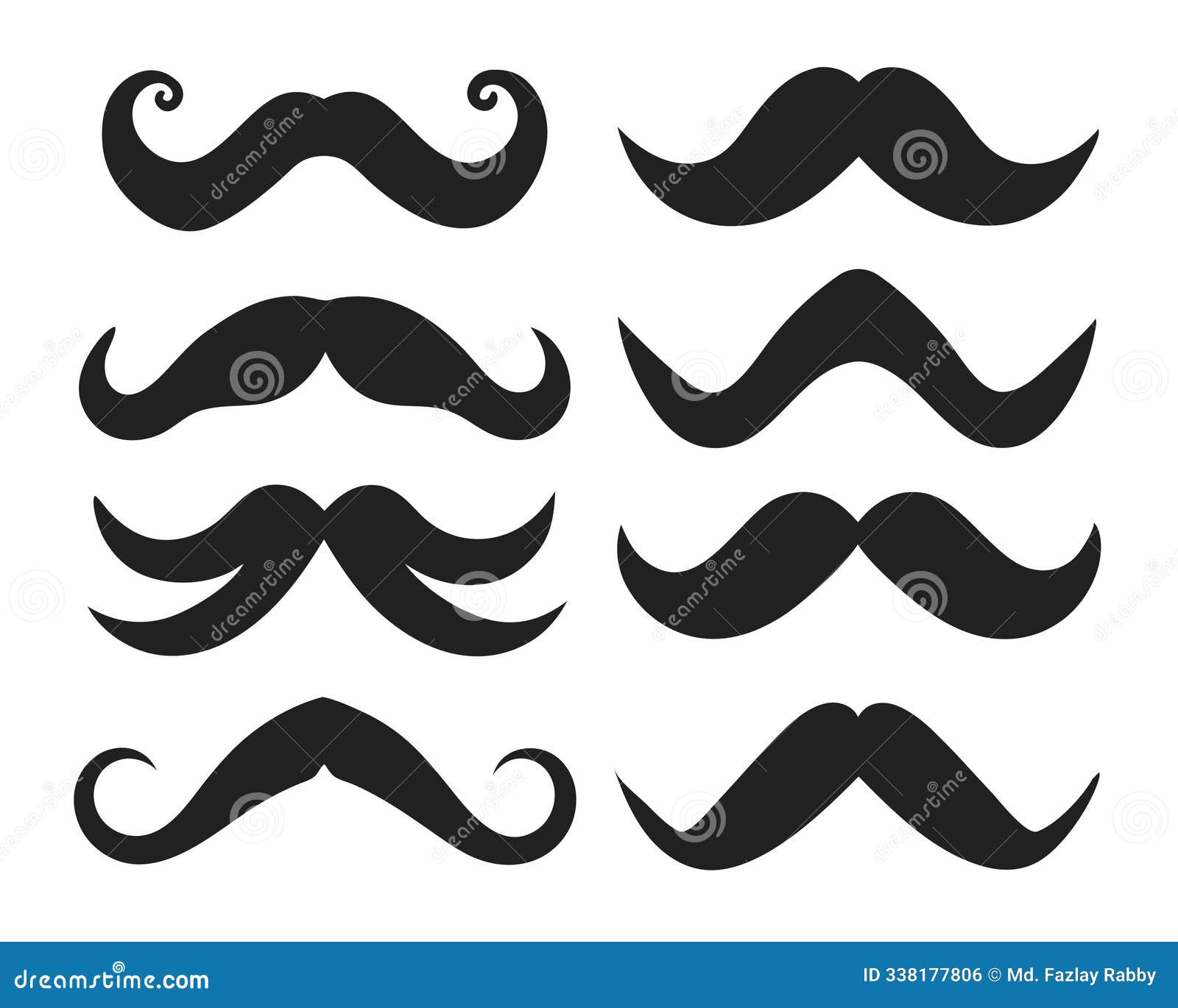 Unique Mustache Vector Set with Classic Styles and Playful Variations ...