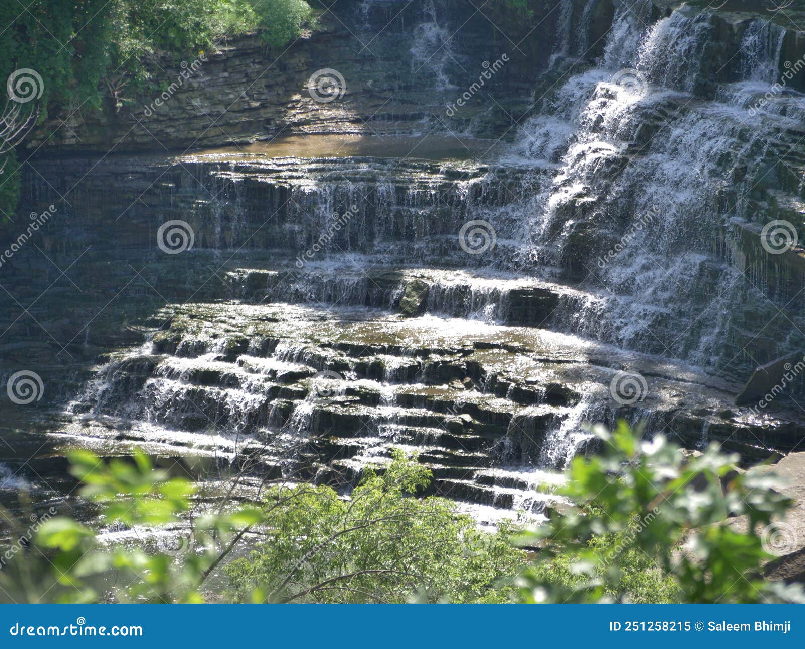 A Unique, Natural Multi-level Waterfall Stock Image - Image of looking ...