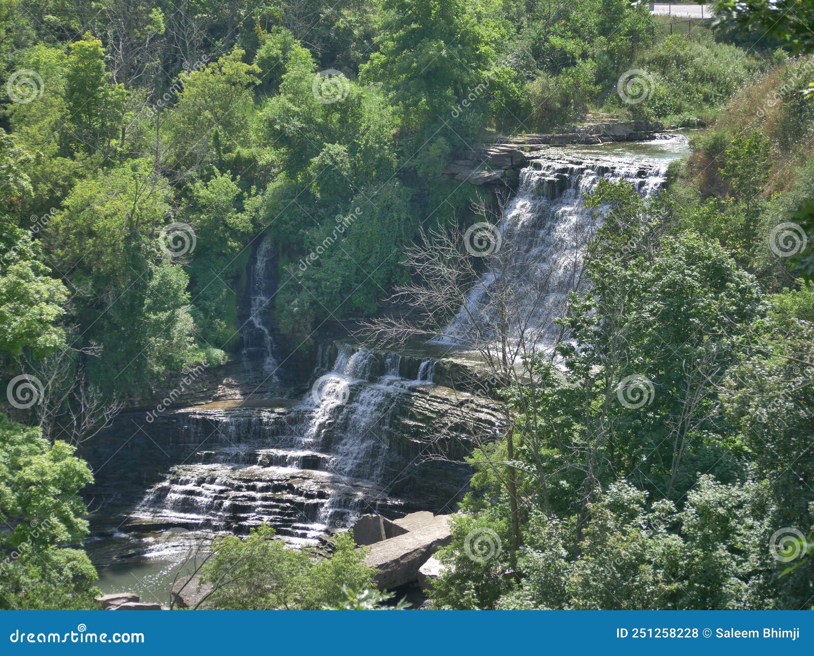 A Unique, Natural Multi-level Waterfall Stock Photo - Image of shrubs ...
