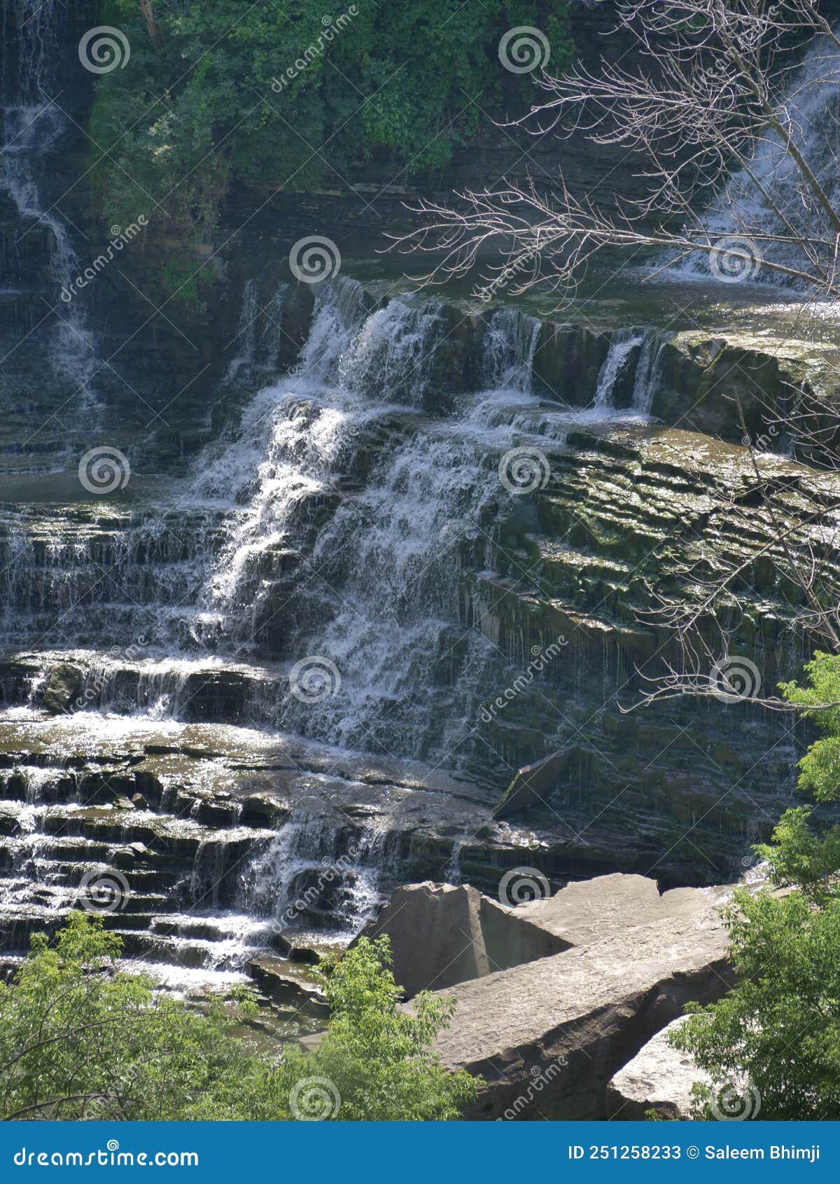 A Unique, Natural Multi-level Waterfall Stock Image - Image of peak ...
