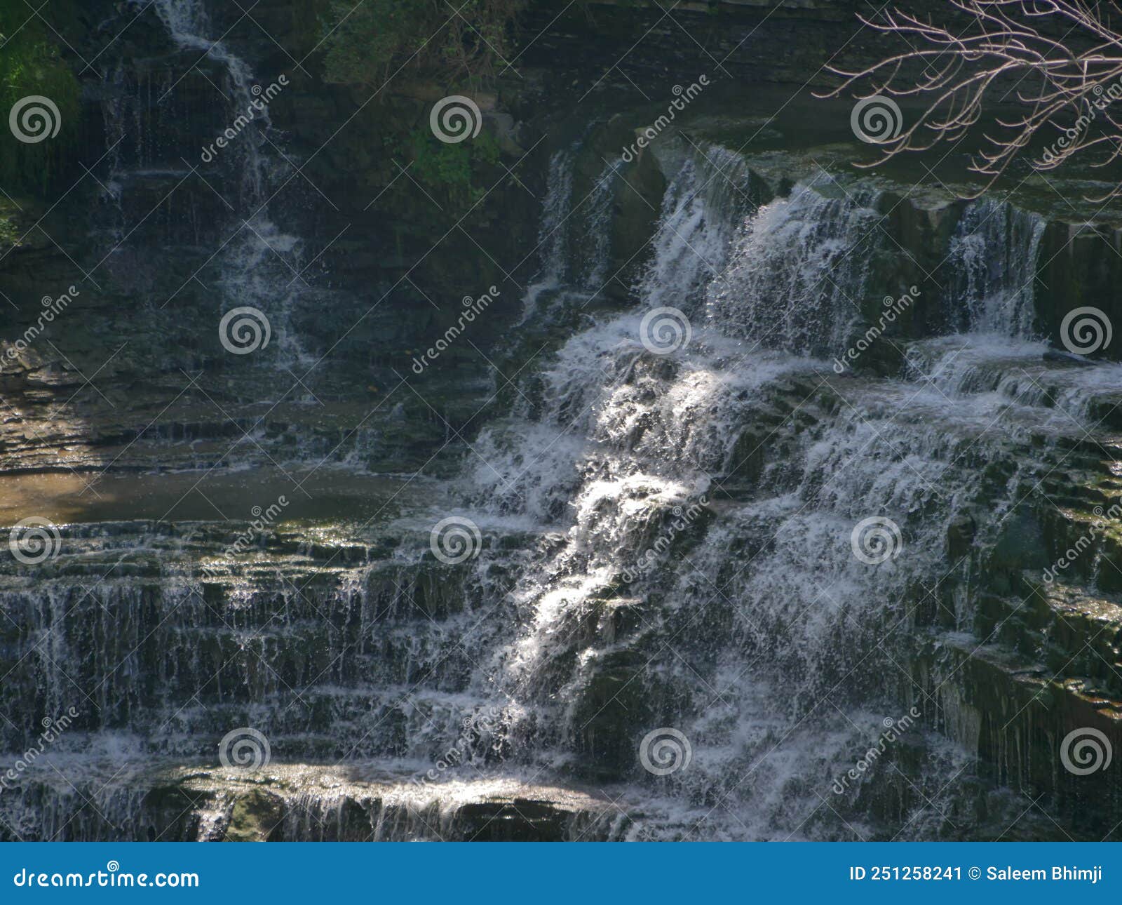 A Unique, Natural Multi-level Waterfall Stock Image - Image of massive ...
