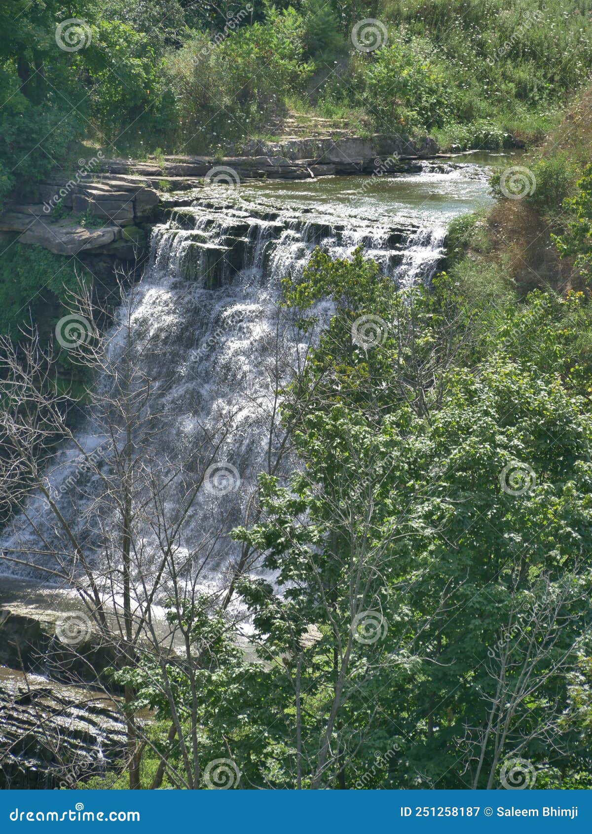 A Unique, Natural Multi-level Waterfall Stock Image - Image of green ...