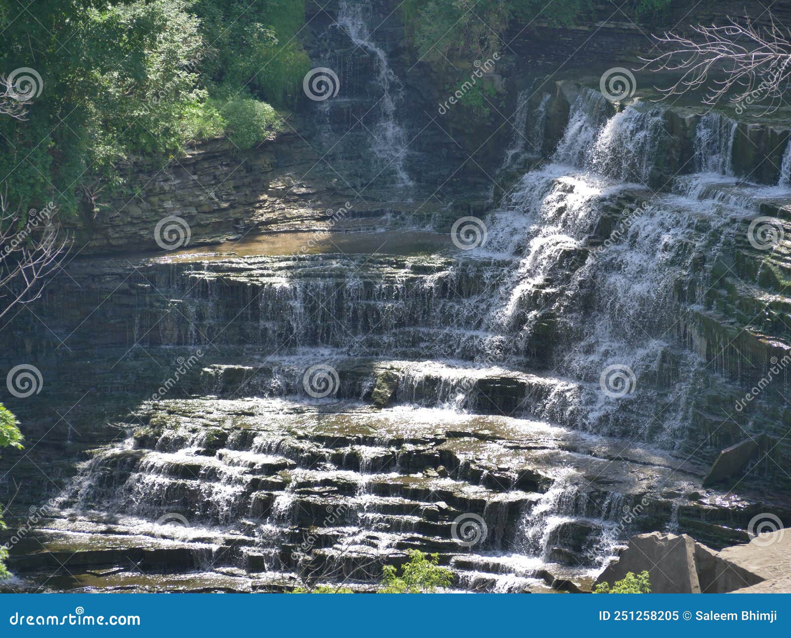 A Unique, Natural Multi-level Waterfall Stock Image - Image of natural ...