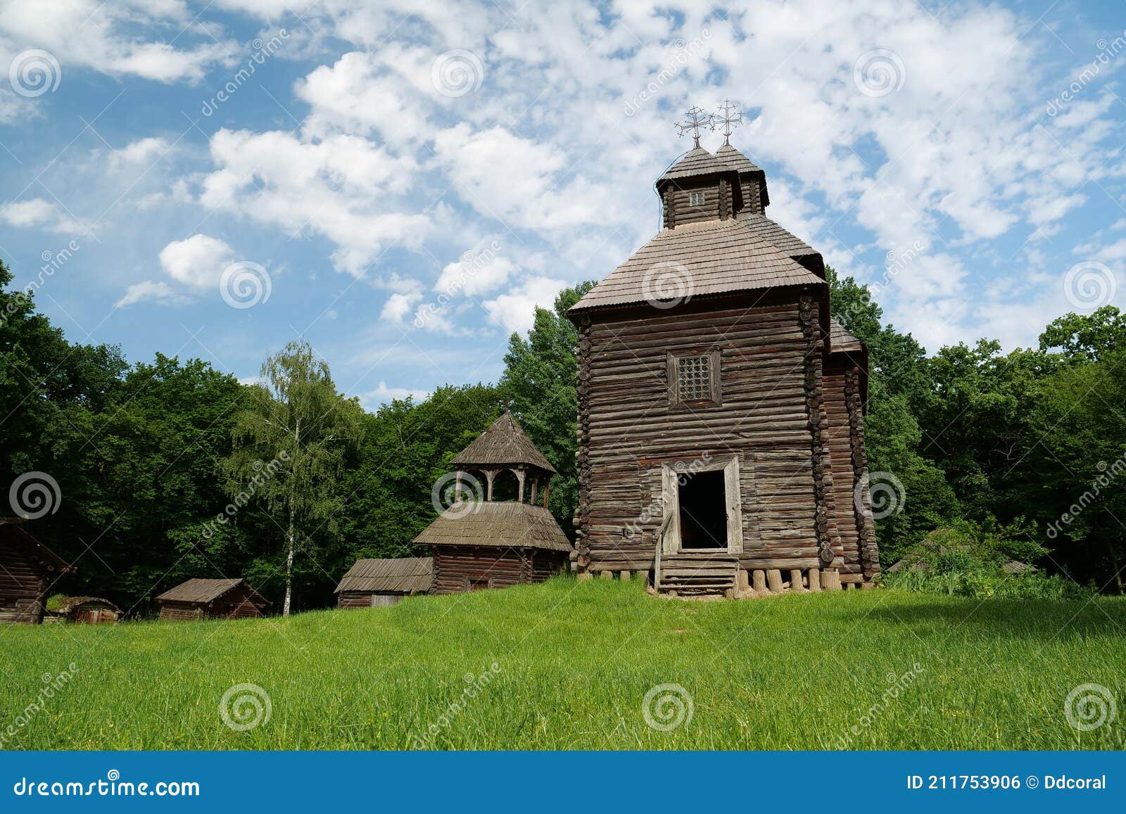 Unique Old Rustic Wooden Temple and Beautiful Clouds Stock Photo ...