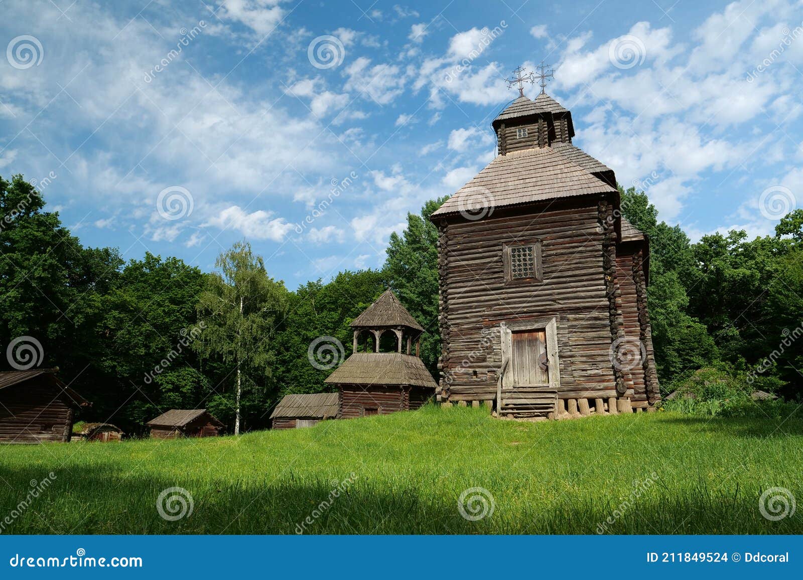 Unique Old Rustic Wooden Temple and Beautiful Clouds Stock Photo ...
