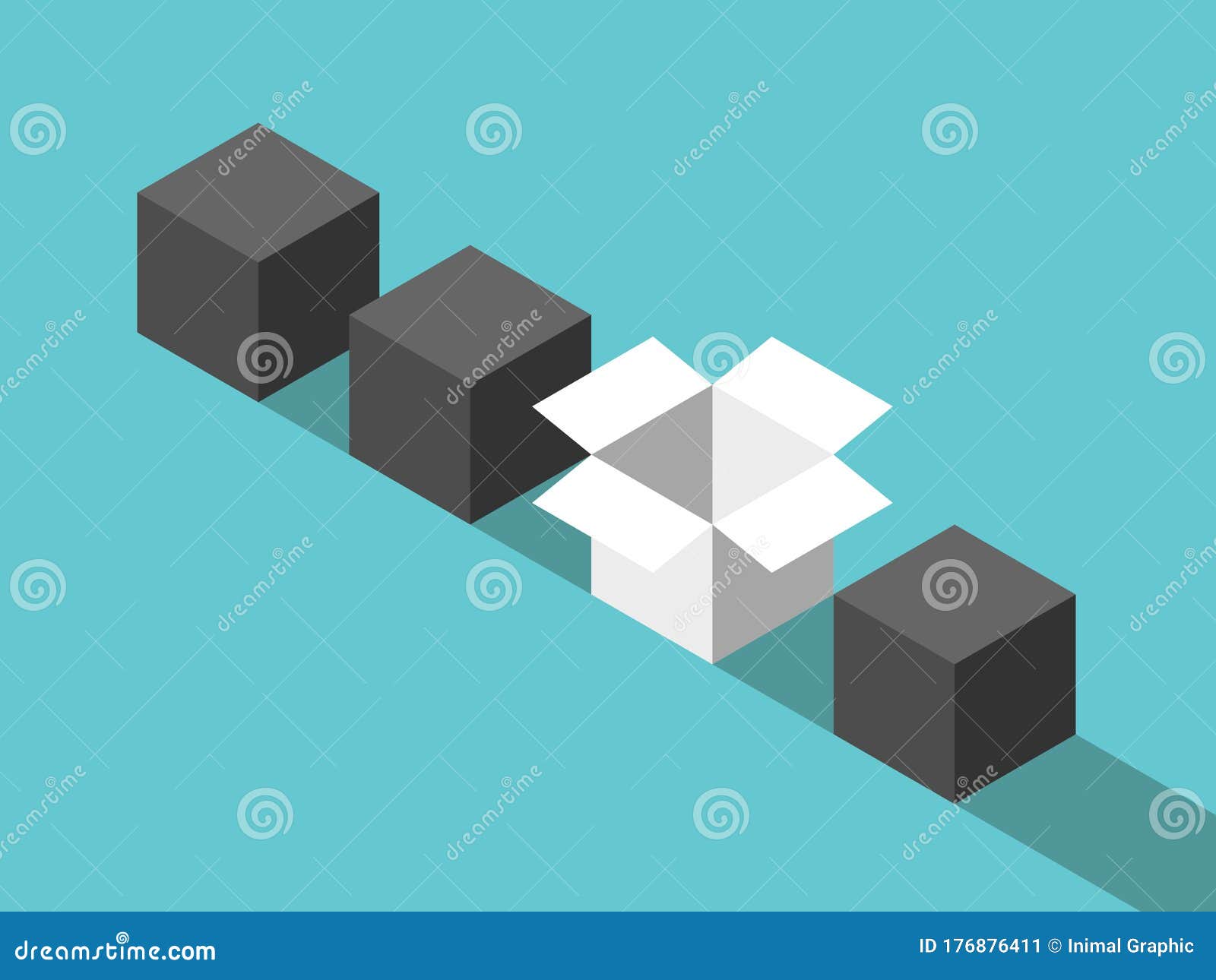 Unique open box, cubes stock vector. Illustration of idea - 176876411