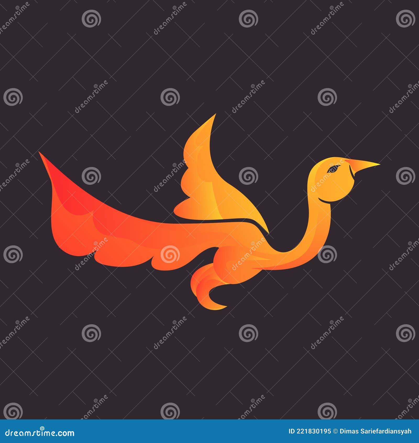 Unique Orange and Yellow Flying Phoenix Logo Vector Stock Vector ...