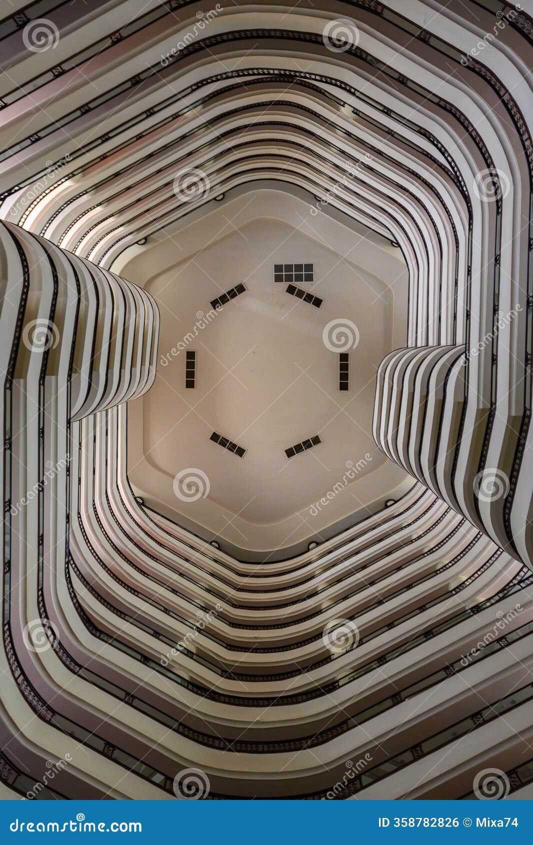 A Unique Overhead View of an Intricate, Spiraling Architectural Design ...