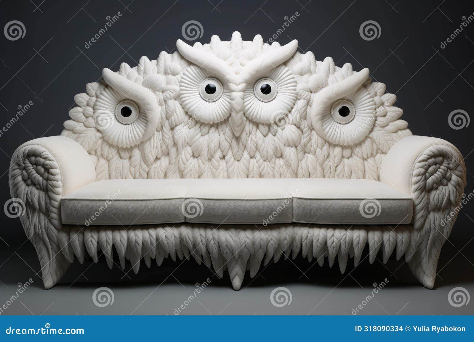 Unique Owl-themed Designer Sofa on Gray Background Stock Photo - Image ...