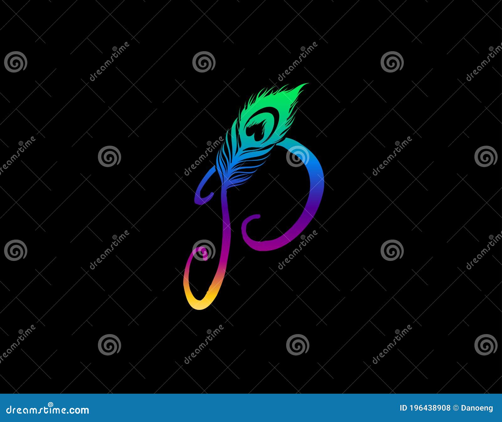 Unique P Letter Decorated with Exotic Peacock Feather Stock Vector ...
