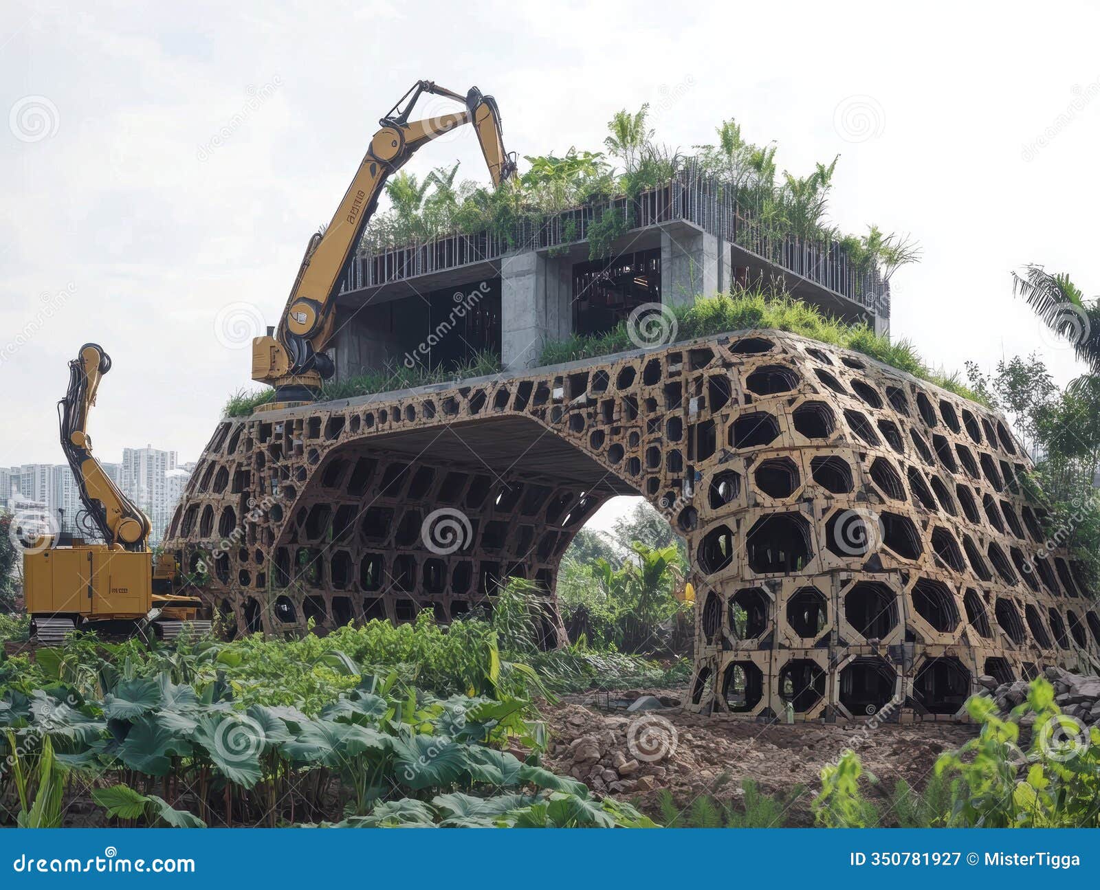 A Unique, Partially Green Concrete Structure with a Honeycomb Design ...