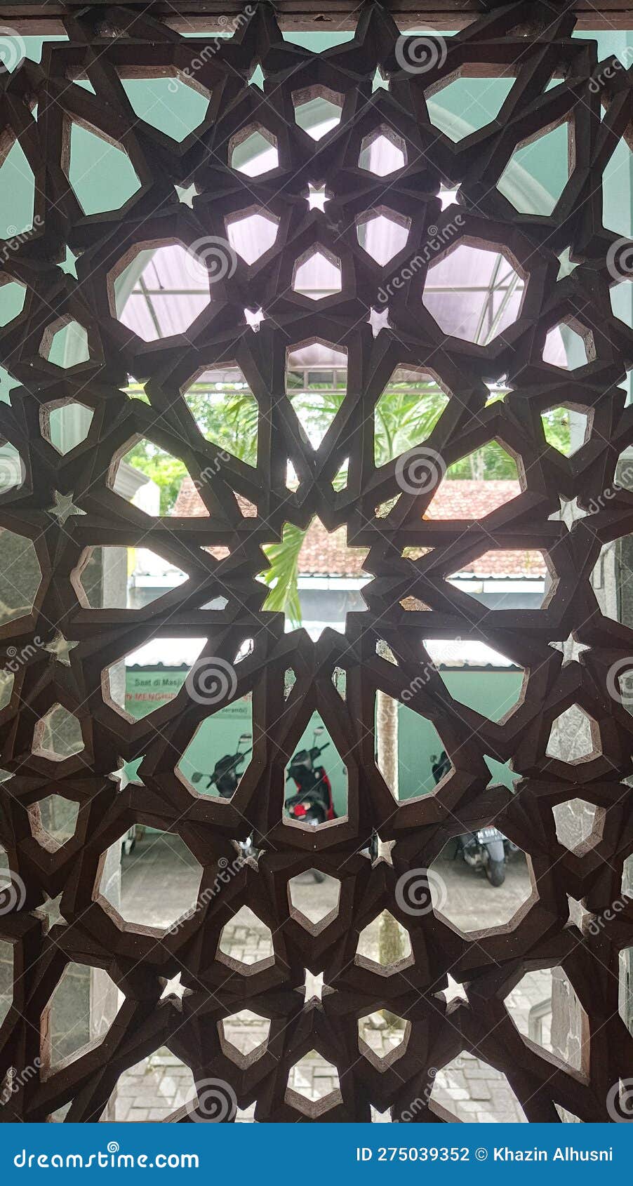 A Unique Pattern of Ventilation Wall Made of Wood Stock Photo - Image ...