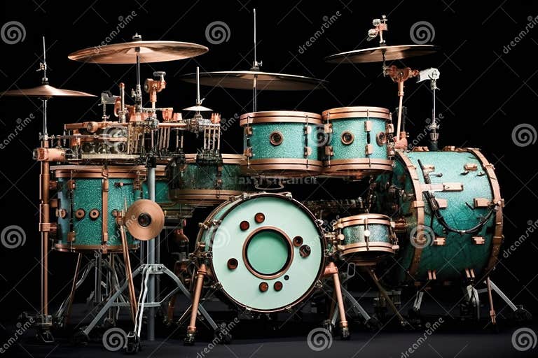 Unique Percussion Instruments within Custom Drum Set Stock Illustration ...