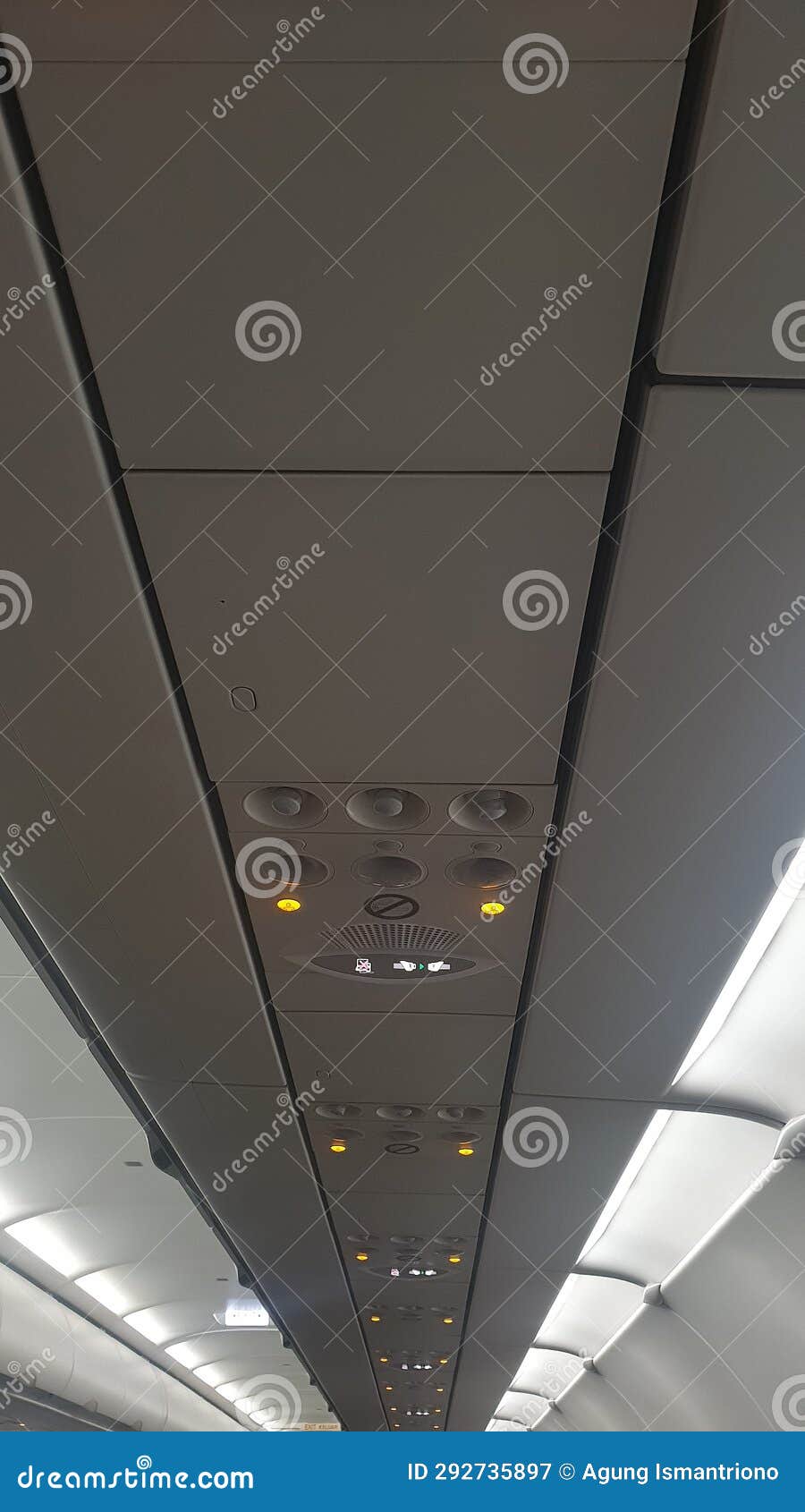 A View of the Ceiling of an Airplane Stock Image - Image of interior ...