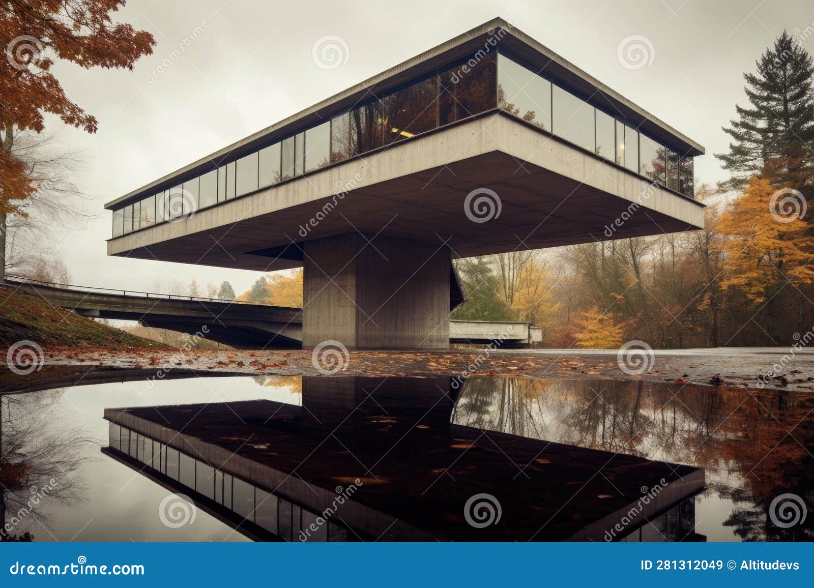 Unique Perspective of a Cantilevered Building Stock Illustration ...