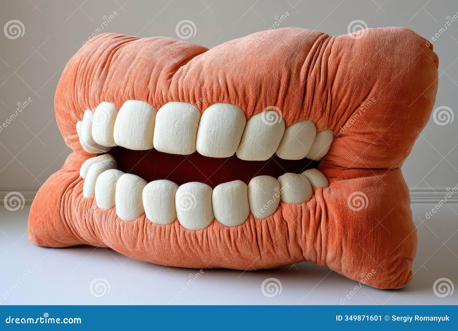 Unique Pillow Design Featuring a Playful Mix of Gums and Teeth on a ...