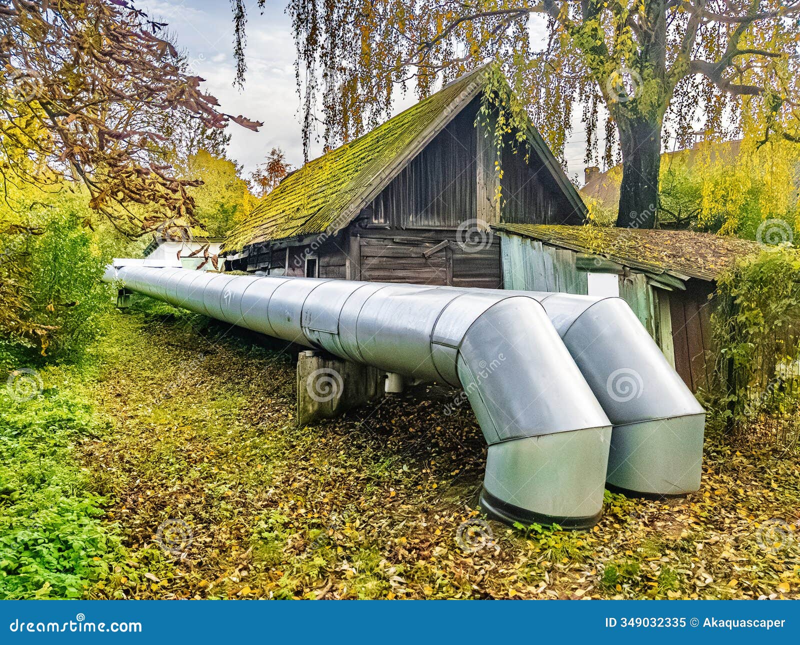 A Unique Pipe Structure Positioned Right beside a Charming Rustic Barn ...