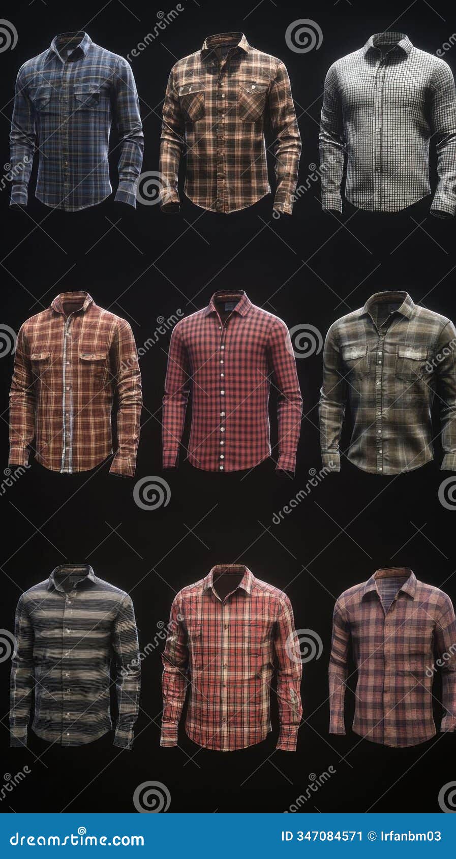 9 Unique Plaid Shirts, a Stylish Collection for Men Stock Image - Image ...