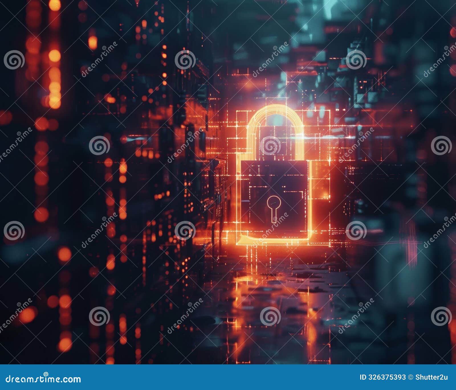 Unique Portrayal of a Digital Padlock Floating in an Abstract Cyber ...