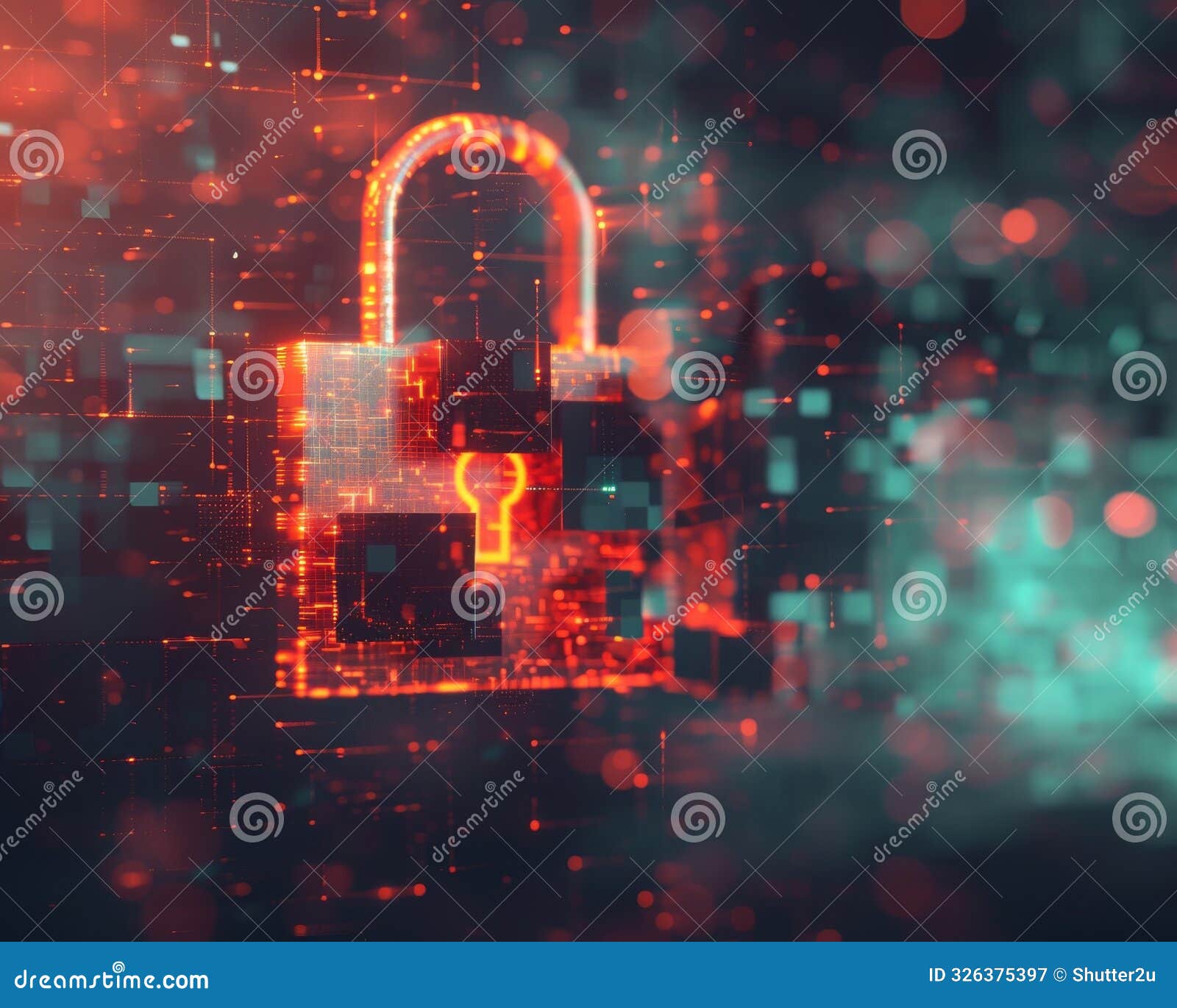 Unique Portrayal of a Digital Padlock Floating in an Abstract Cyber ...