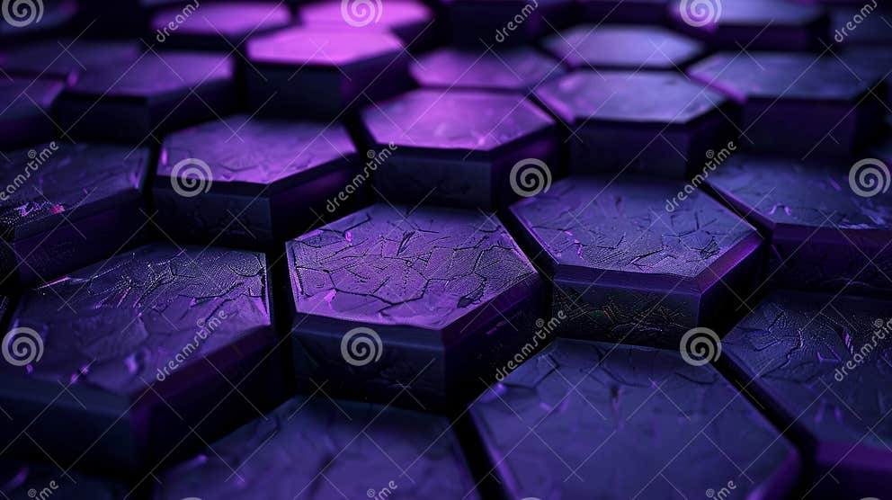Unique Purple Hexagonal Tiles Creating a Textured Pattern in a Low ...