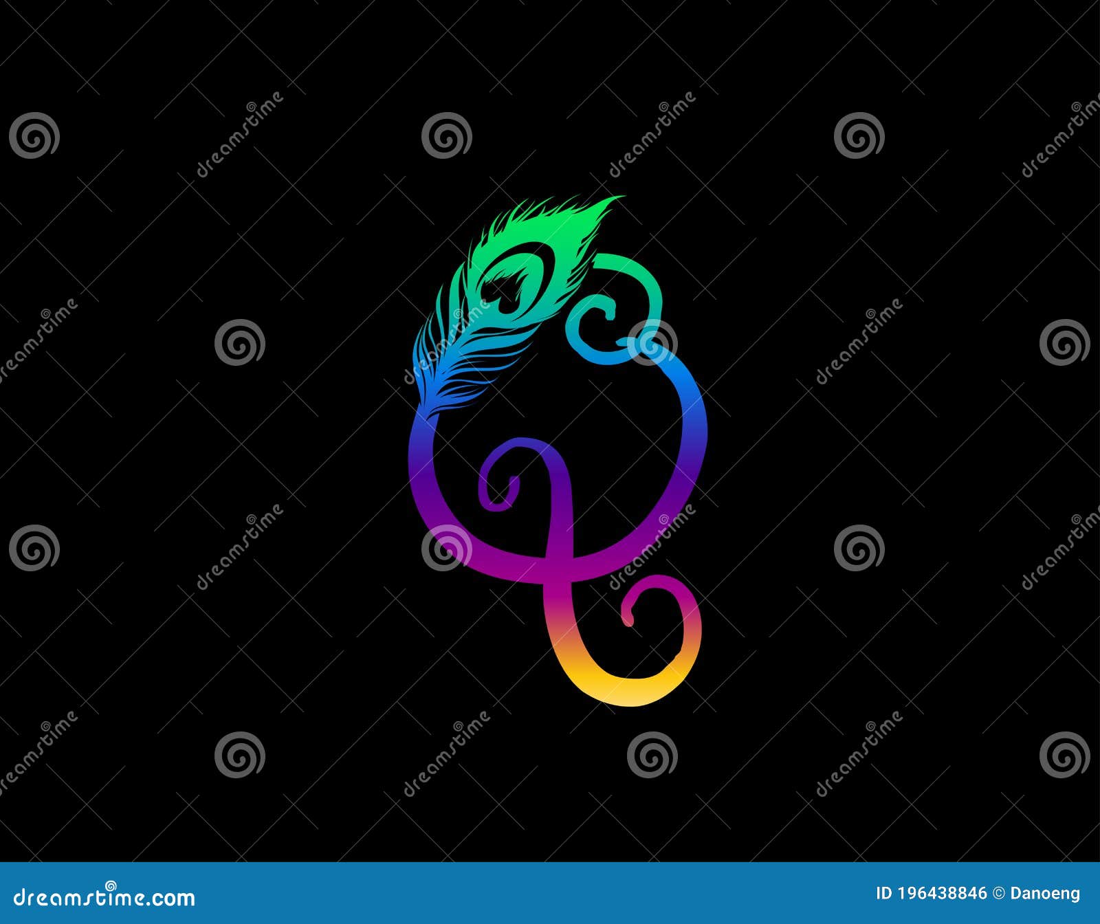 Unique Q Letter Decorated with Exotic Peacock Feather Stock Vector ...