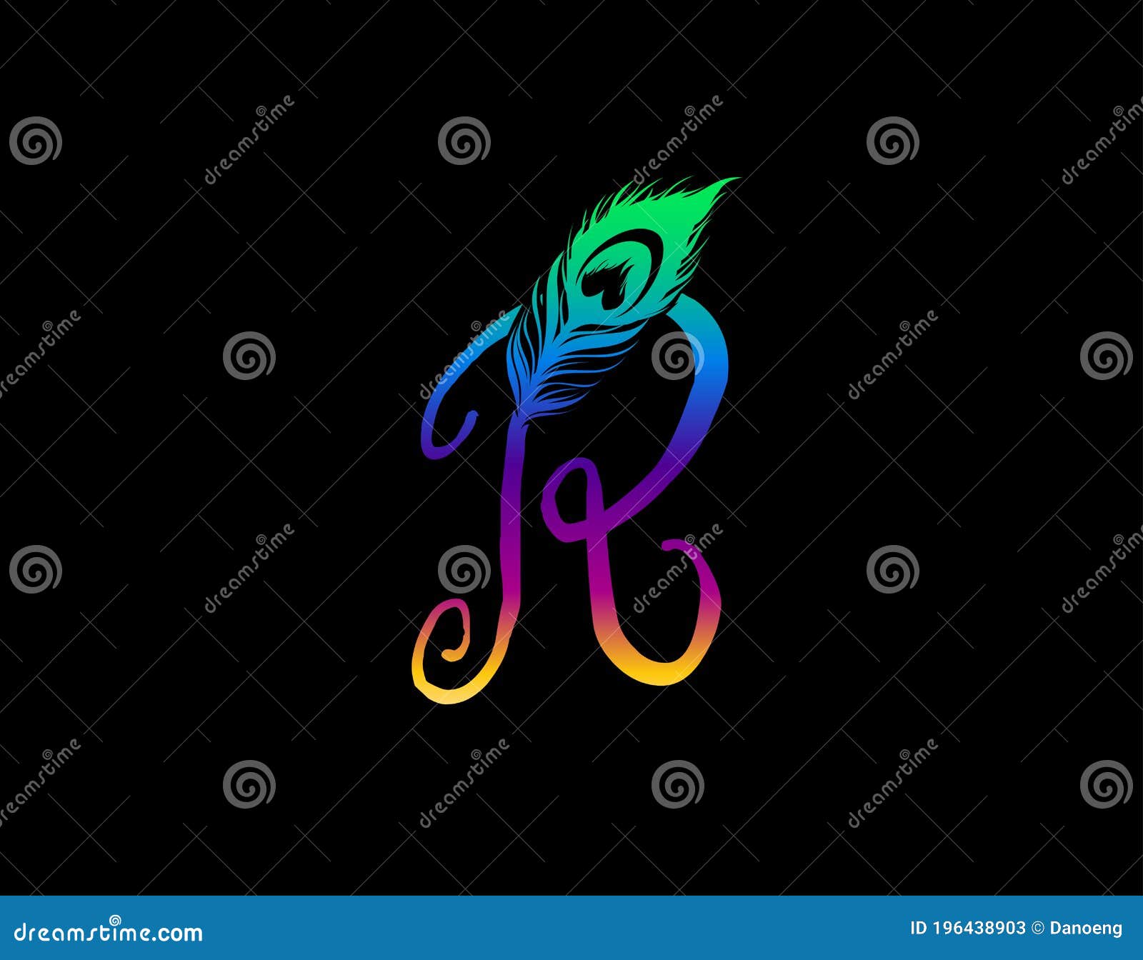 Unique R Letter Decorated with Exotic Peacock Feather Stock Vector ...