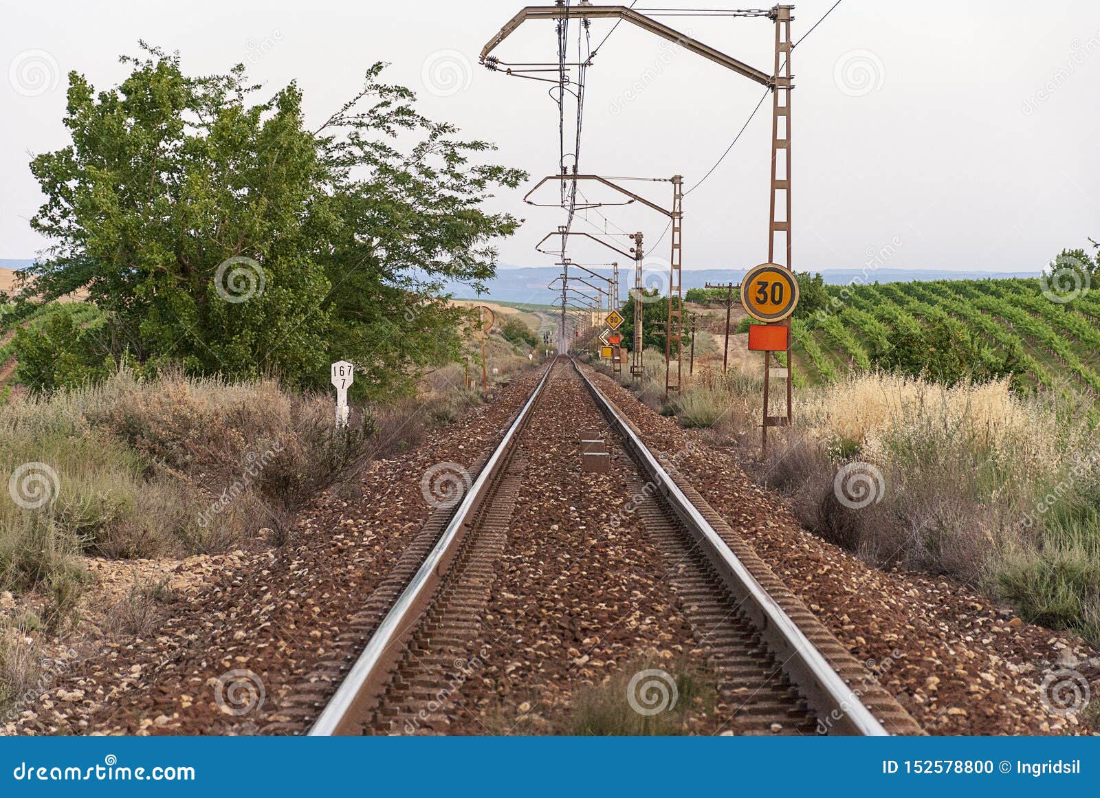 Unique Railroad Line At The Sunset. Train Railway Track . Low Clouds ...