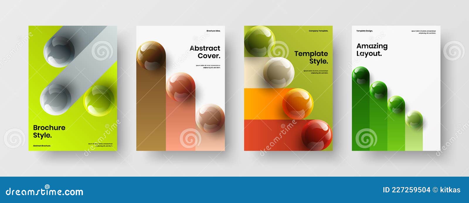 Unique Realistic Spheres Front Page Layout Composition Stock Vector ...