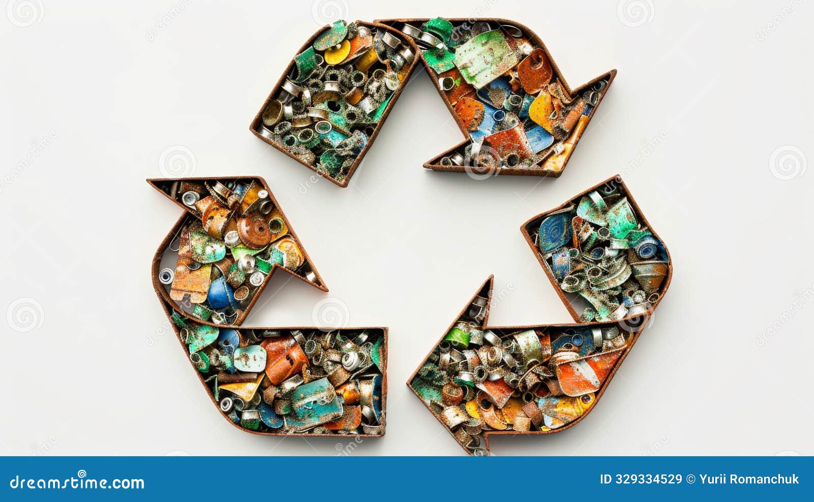 Unique Recycling Symbol Made from Assorted Materials on White Isolated ...