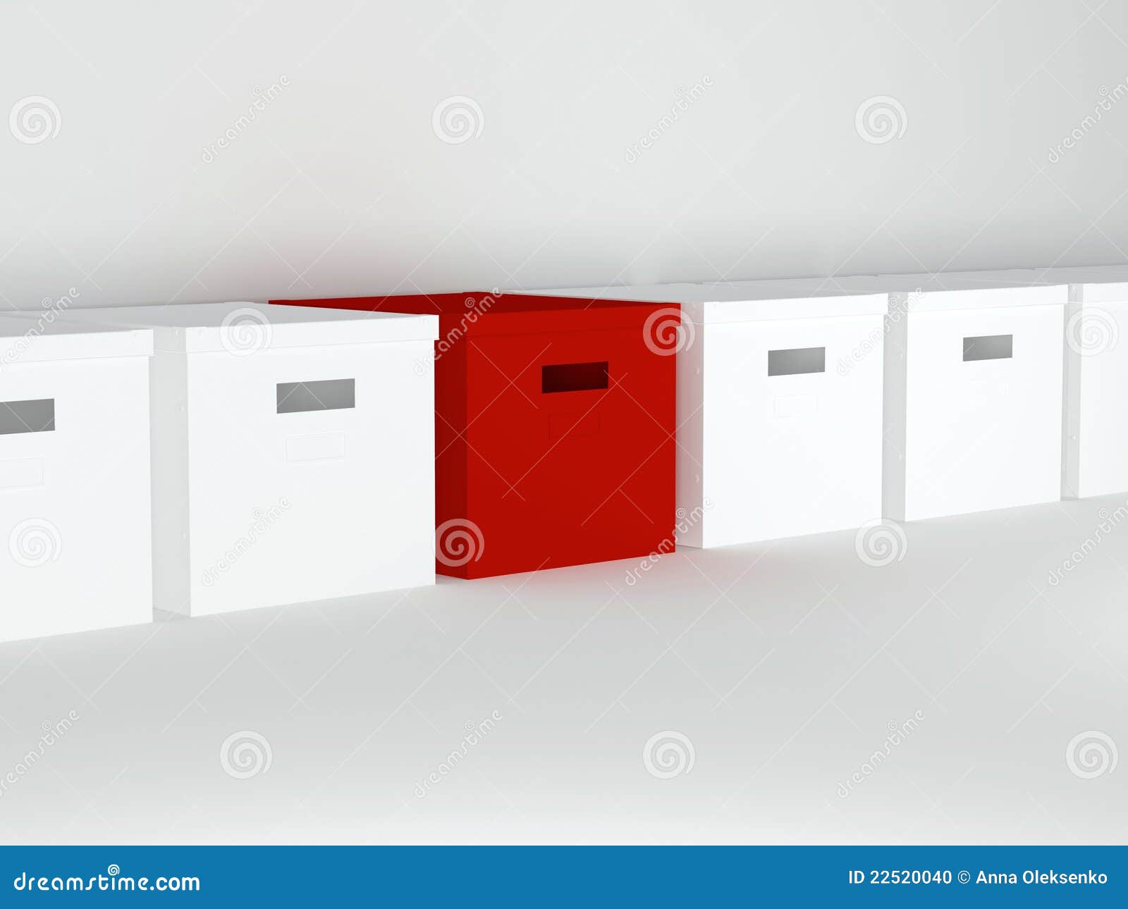 Unique Red Box in Row with Other Boxes Stock Illustration ...