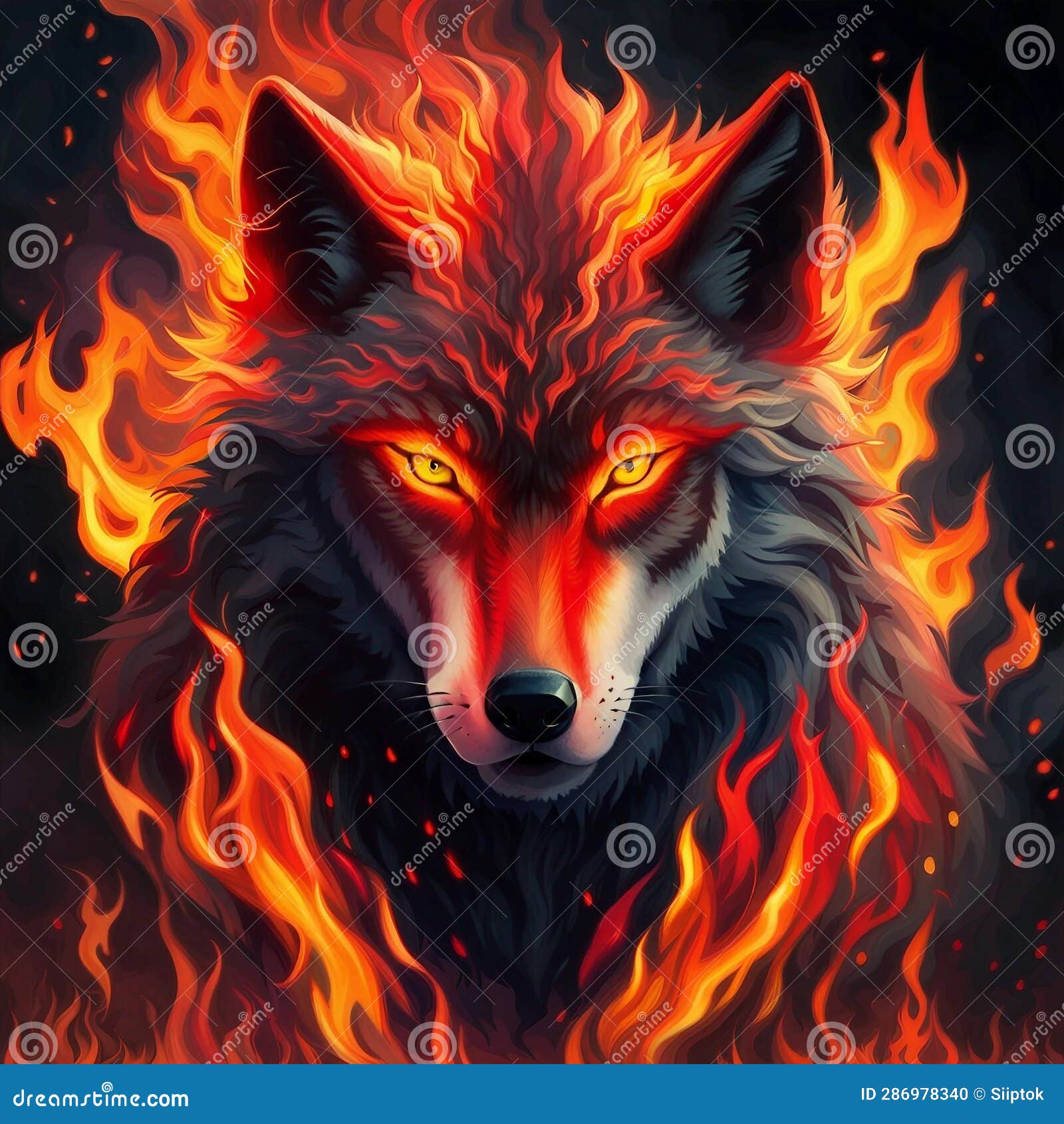 Flaming Wolf Head On Fire Isolated Cartoon Vector | CartoonDealer.com ...