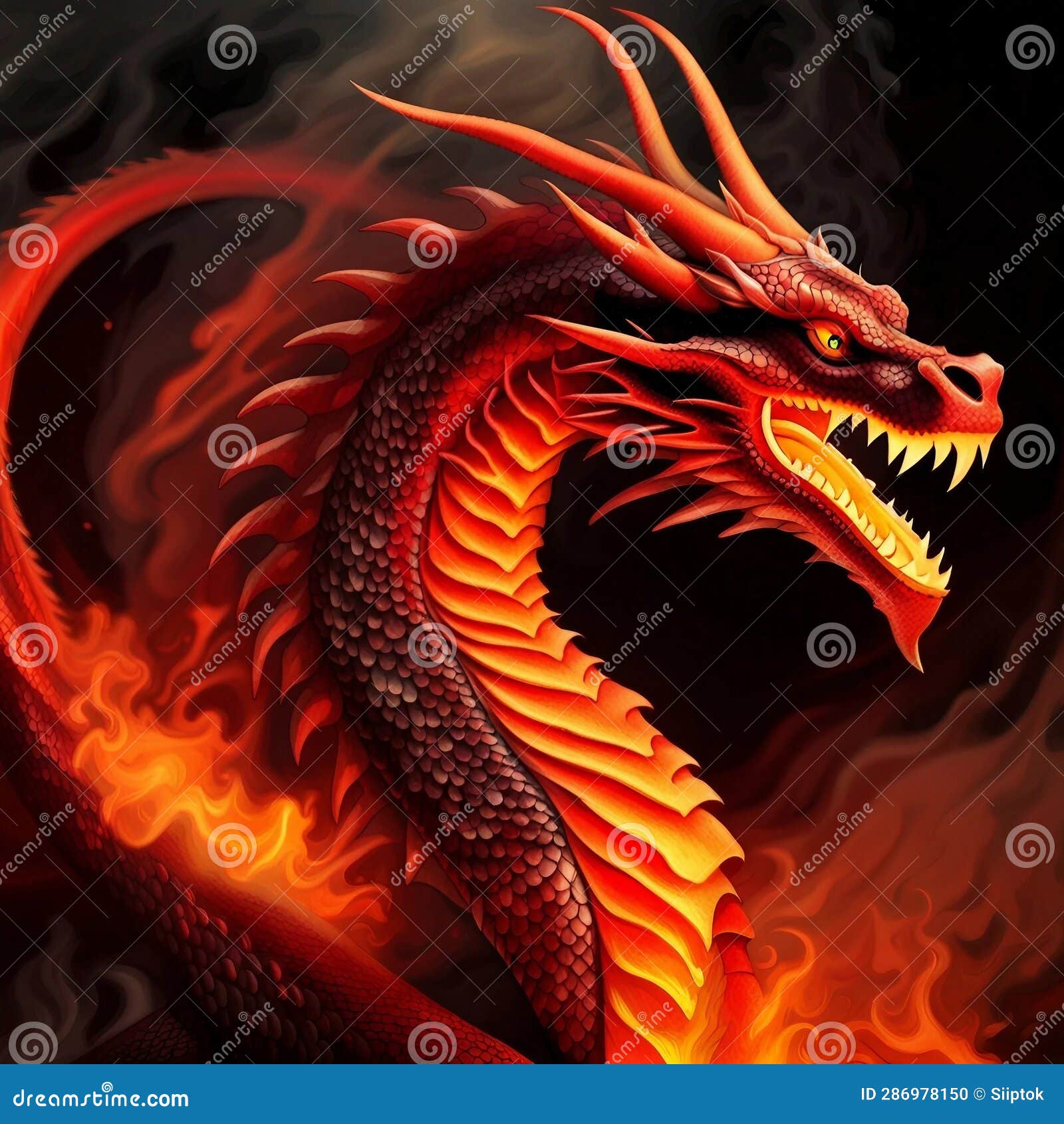 Red Fire Scorching Dragon Illustration Background Stock Illustration ...