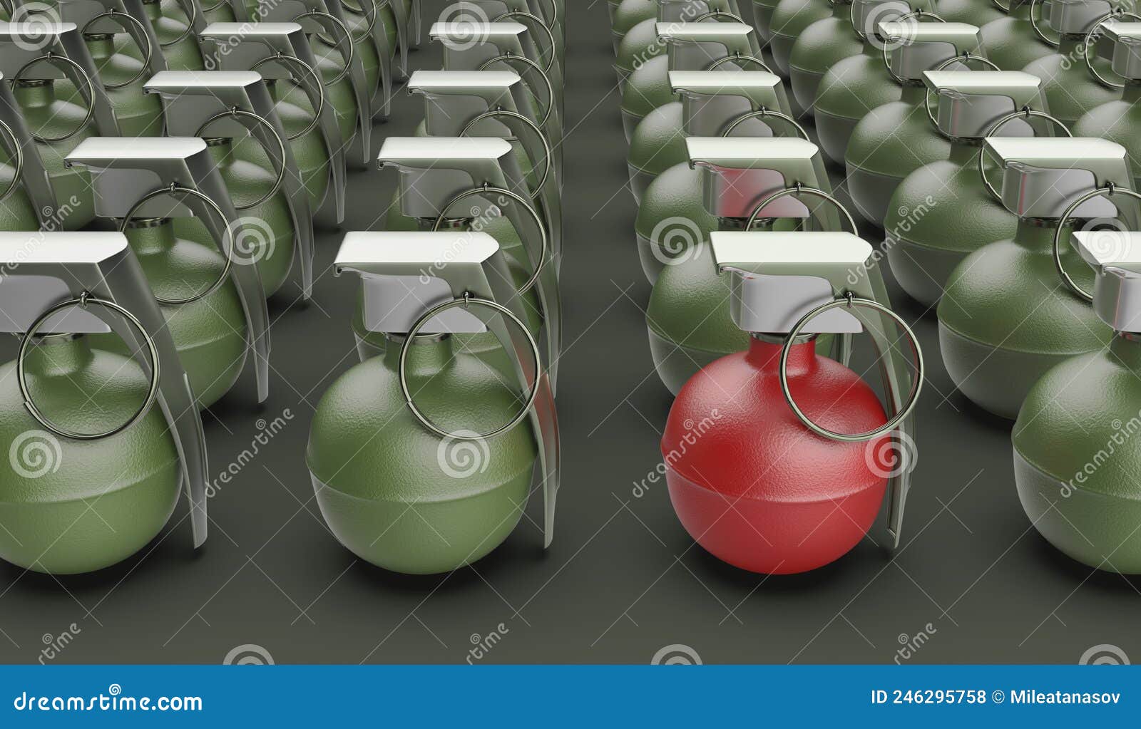Concept Image with Unique Red Grenade Stock Illustration - Illustration ...