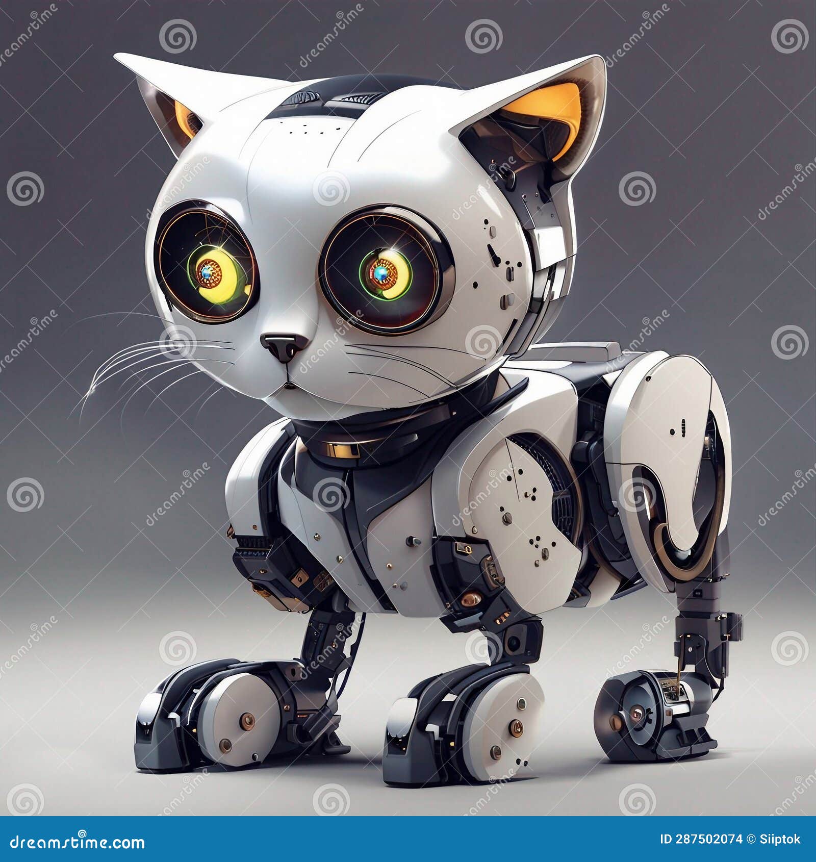 Robot Cat Character Design Background Stock Illustration - Illustration ...